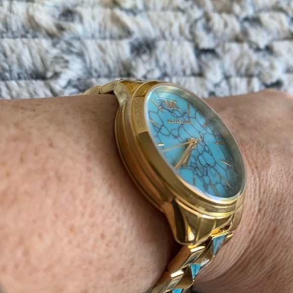 Michael Kors | Accessories | Michael Kors Runway Mercer Gold Turquoise ...